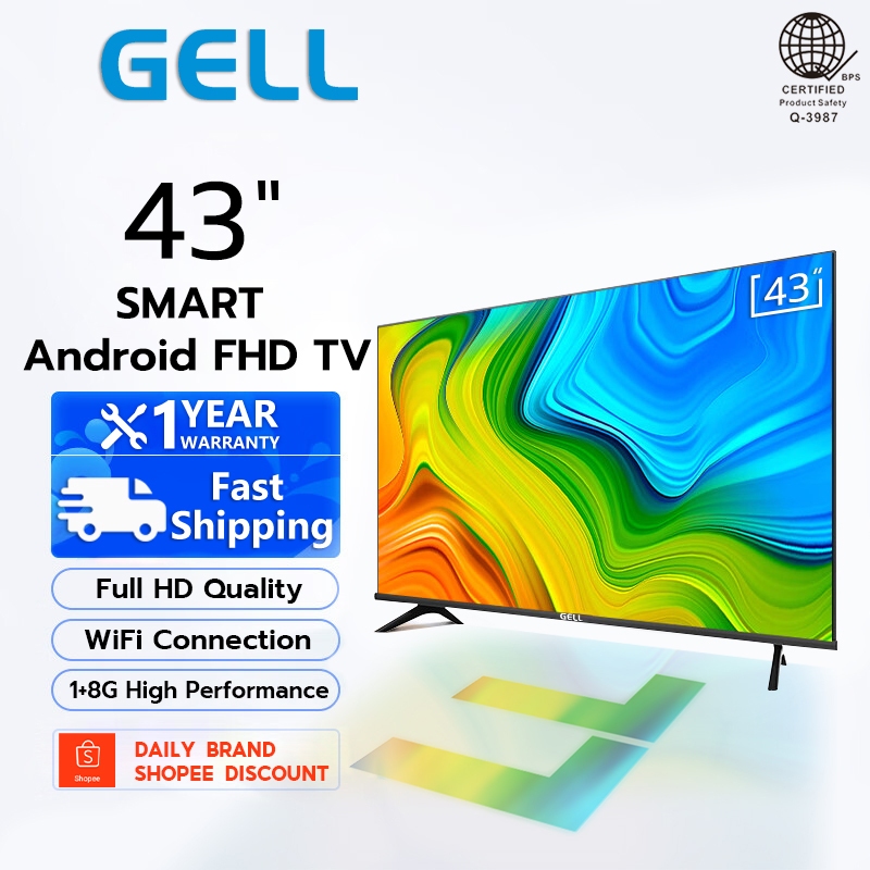 GELL 43 Inch Smart TV New Smart TV 43 Inches Android TV Flat Screen TV ...