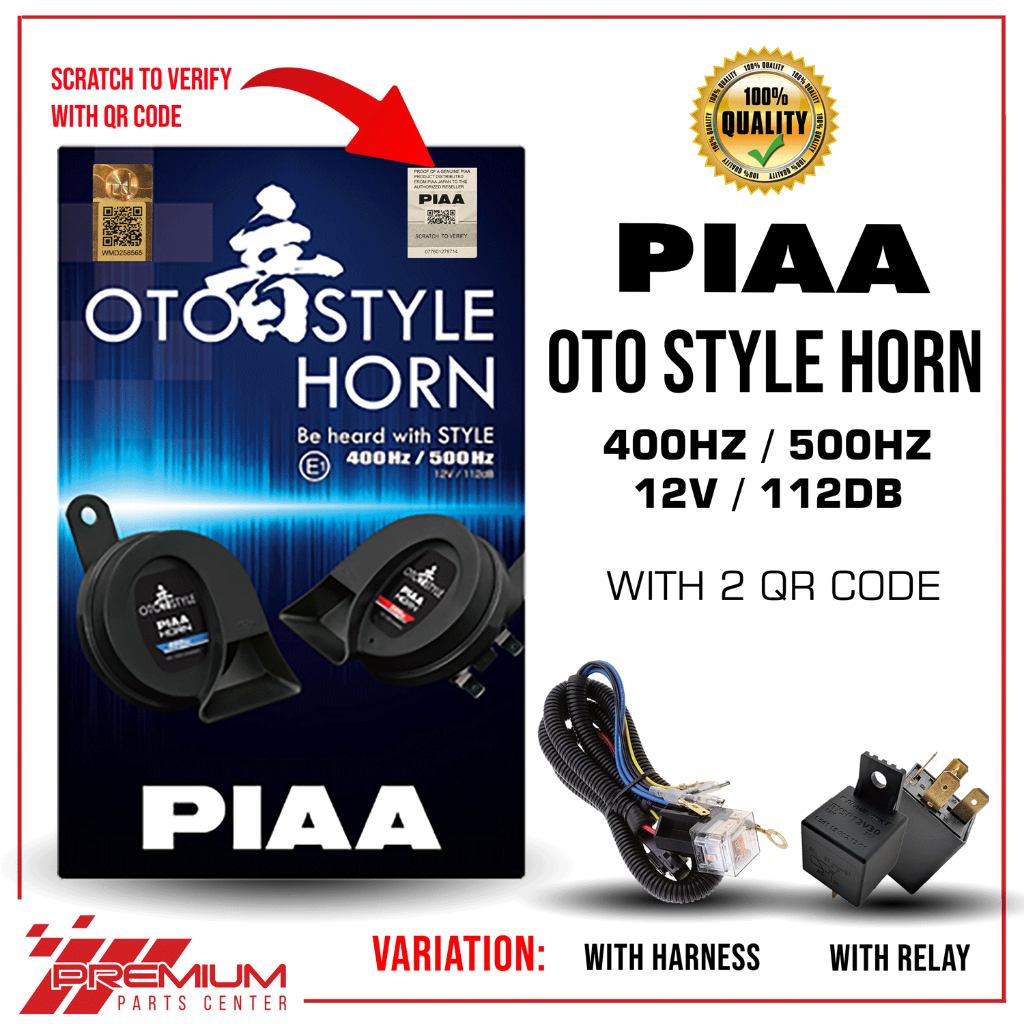 100% ORIGINAL PIAA OTO Style Horn 400Hz/500Hz (with Hologram sticker and QR Code) | Shopee ...