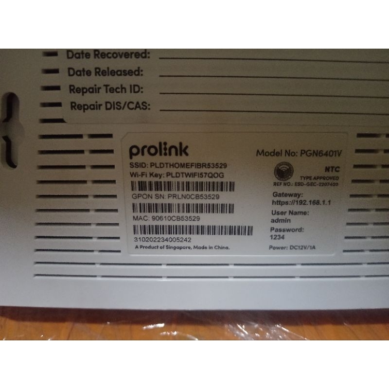 GPON MODEM PROLINK NOT FLASH WIHT ADAPTOR | Shopee Philippines
