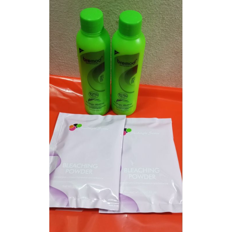 2pcs Sunbright Bleaching Powder 30g and 2pcs Bremod Oxidizer 100 mL ...