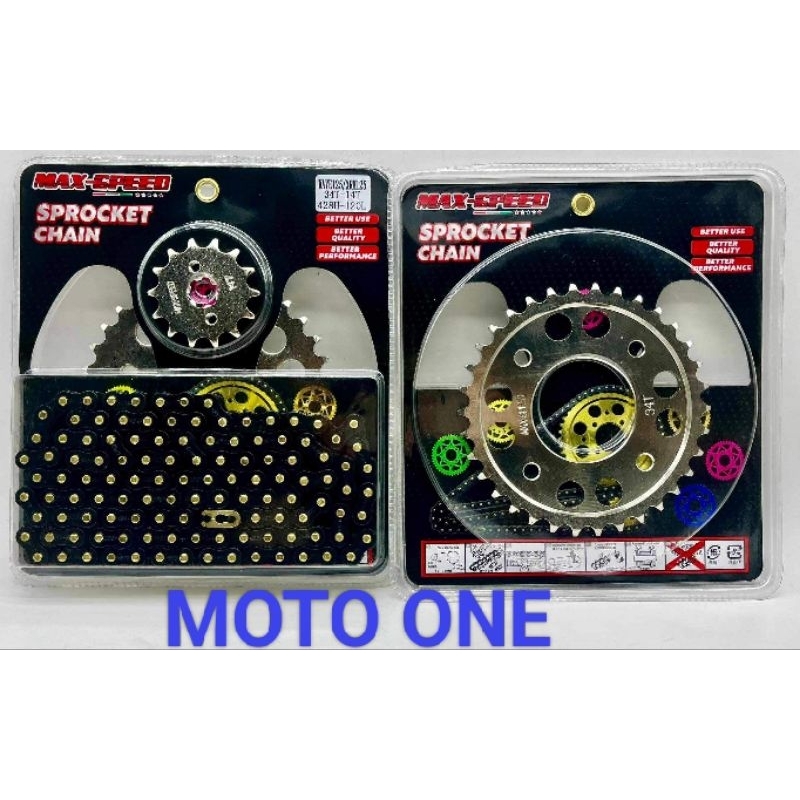 MAX-SPEED SPROCKET CHAIN KIT FOR HONDA WAVE125/XRM125 COLOR BLACK ...