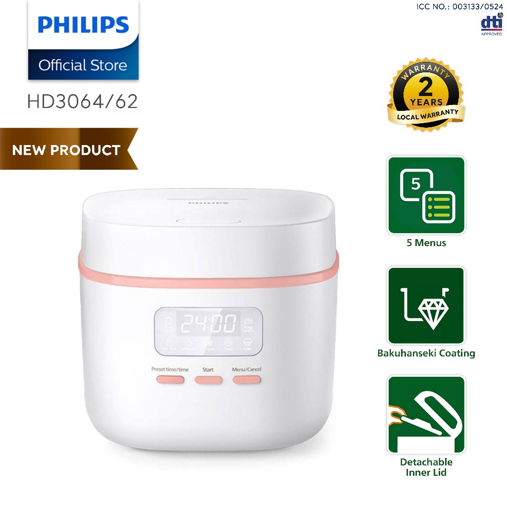 PHILIPS Mini Digital Rice Cooker 0.54L - 3 Cups/6 Bowls For Small ...