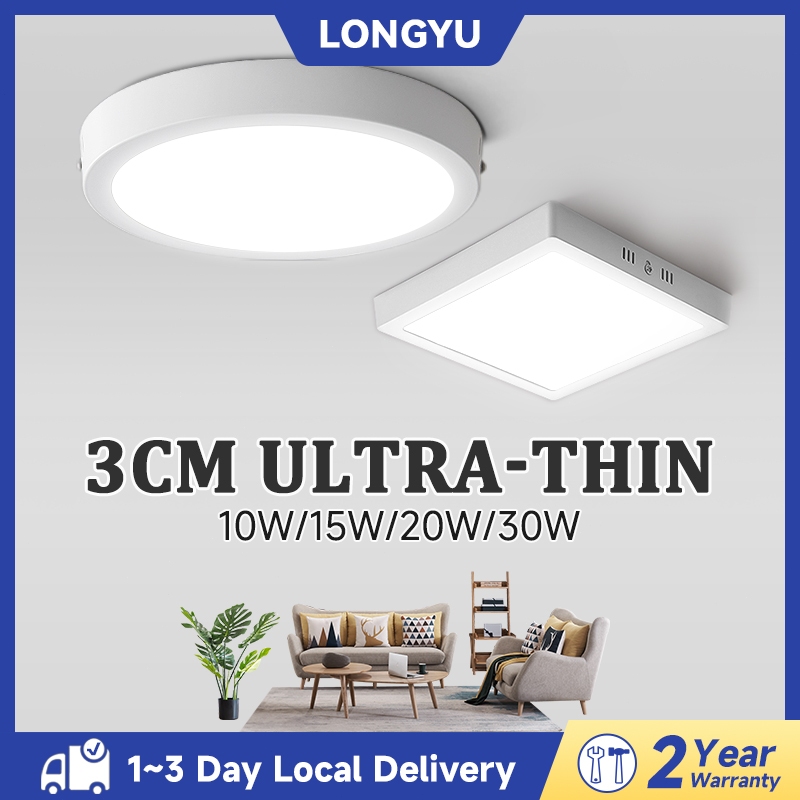 Ultra Thin Led Downlight Ceiling Light Square Round 10/15/20/30W ...