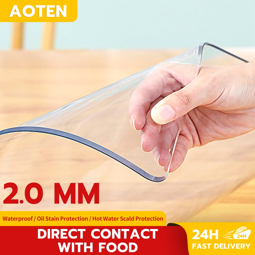 2MM PVC Tablecloth Transparent Waterproof Table Cover oilproof and anti ...