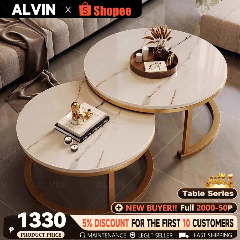 ALVIN Coffee Table Round Combination Of Steel And Wood Coffee Table ...