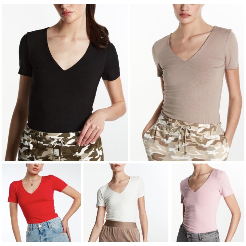 Amisu V-neck double lining top for women/authentic overruns(full length ...