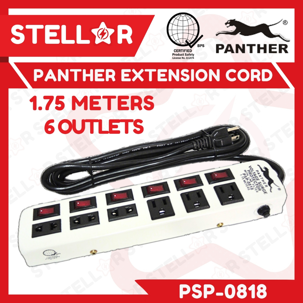 Panther by Stellar PSP-0818 Extension Cable Wire Cord Outlet w/ Voltage ...