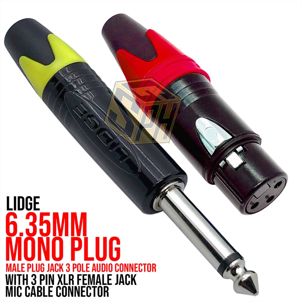 LIDGE 6.35MM Male Plug 3 Pole Mono Audio Connector With XLR 3Pin Female ...