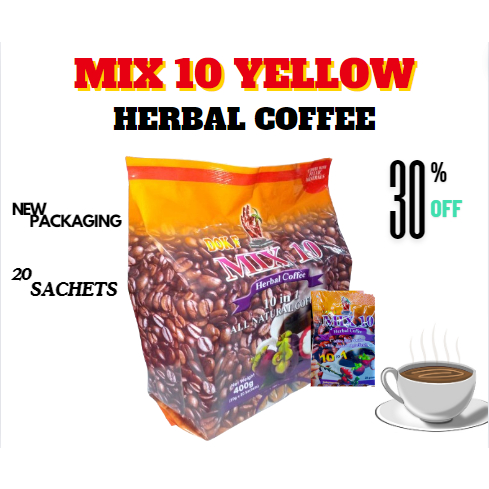 Mix10 Herbal Coffee (10in1) 20 sachets in a Box - Yellow Orange ...