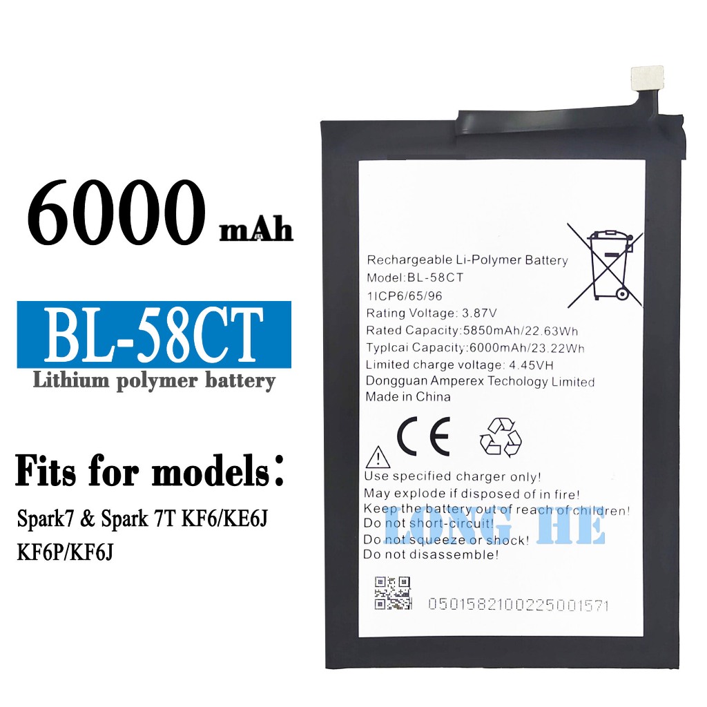 Tecno Spark 7/7T KE6 KE6J KF6P KF6J Battery BL-58CT Battery | Shopee ...