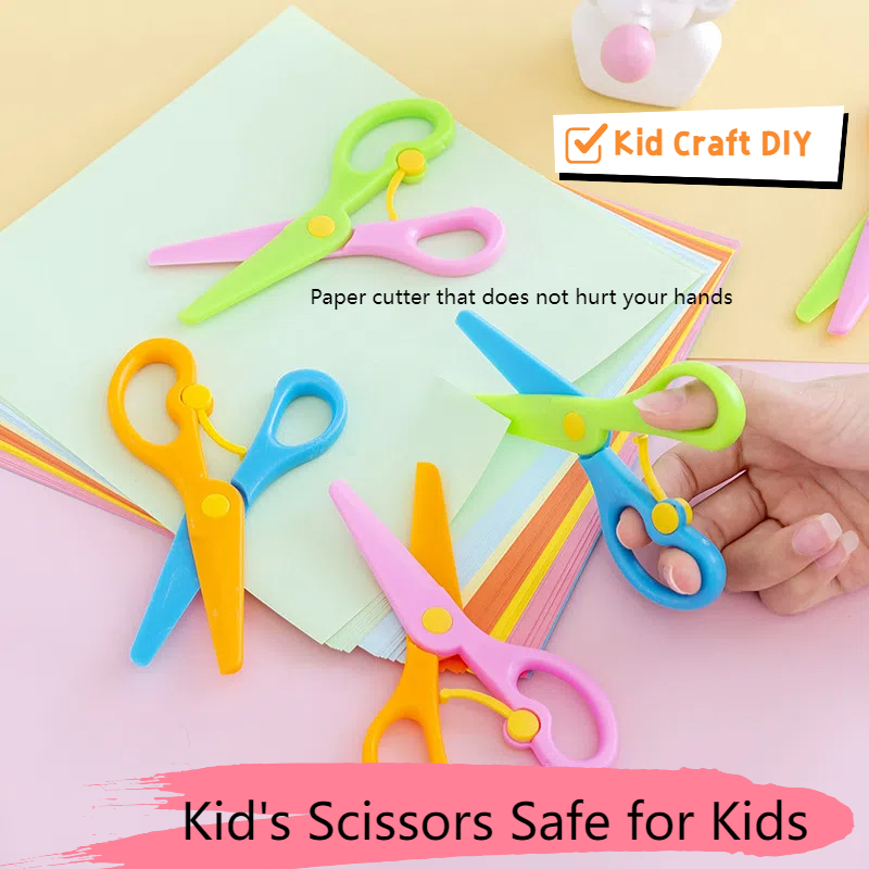 Safe Scissors for kid Plastic Round Head Scissors DIY Paper Cutting ...