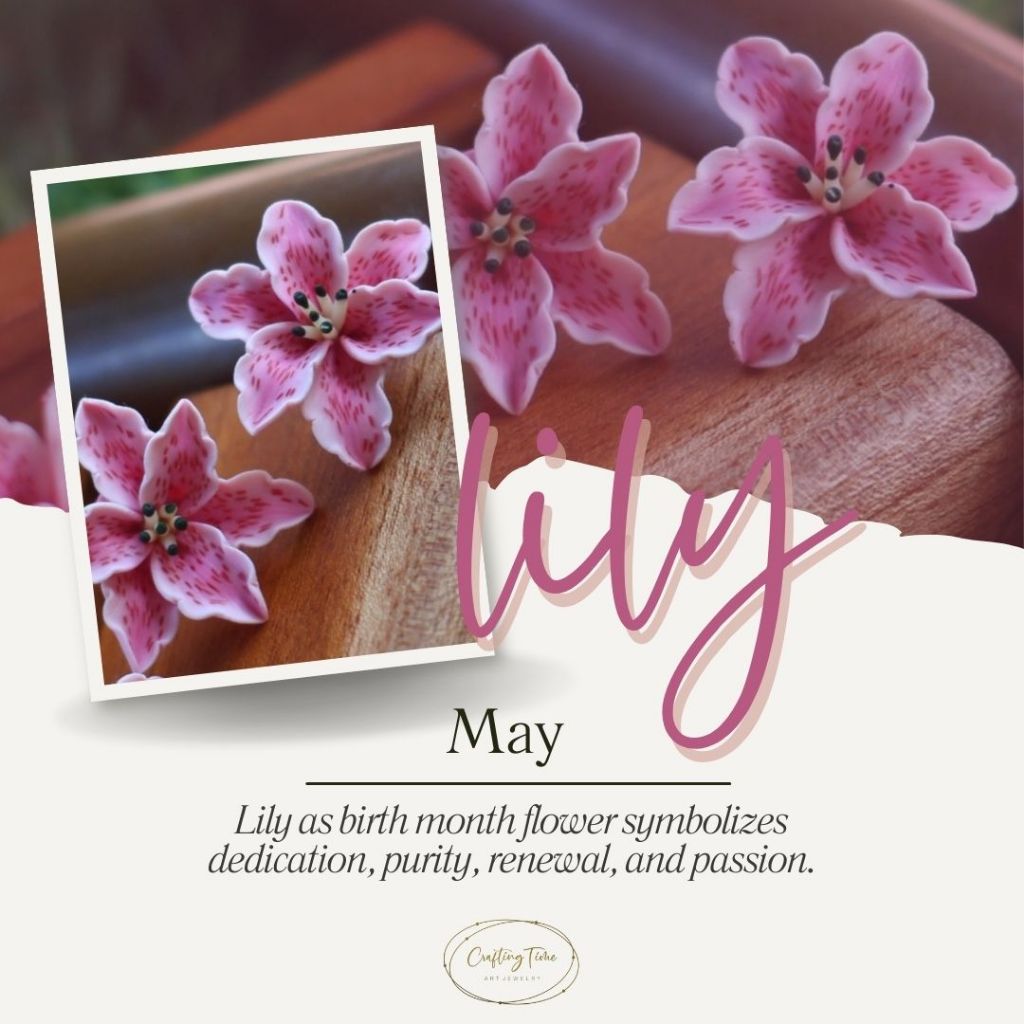 Handmade Floral Stud Earrings - Stargazer Lily - May Birth Flower ...