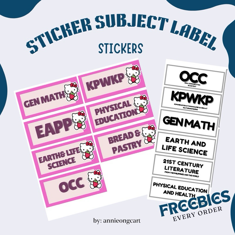 CUSTOMIZED SUBJECT LABEL STICKER | Shopee Philippines