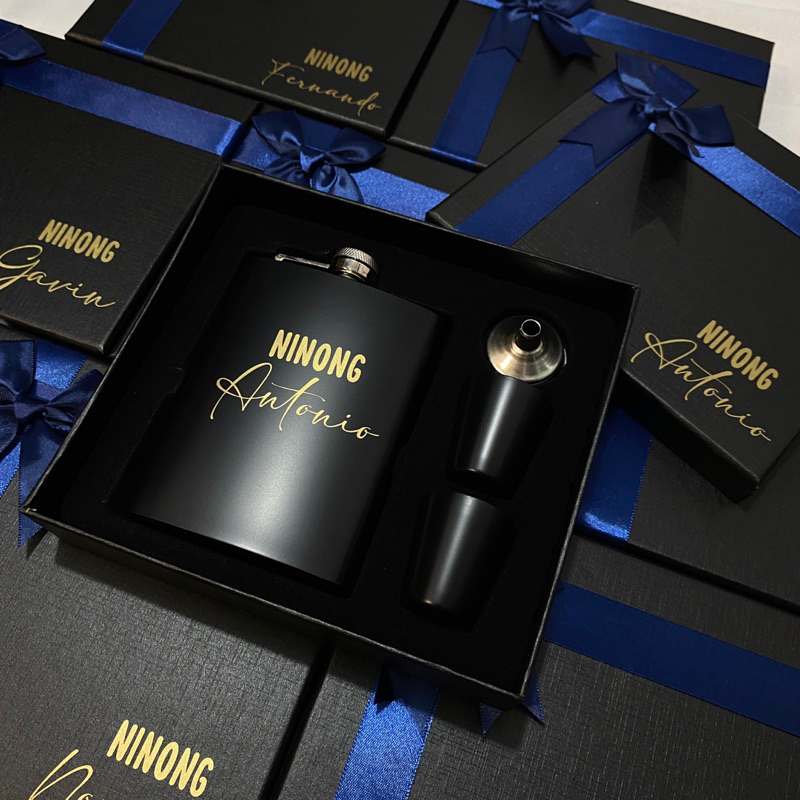 Customized Wine Flask Set For Wedding | Father's Day Gift | Shopee ...