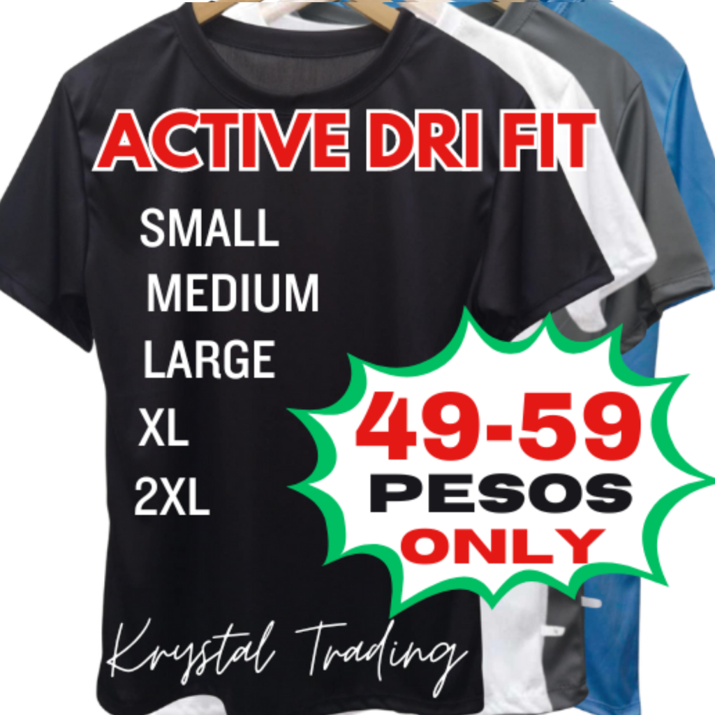 Active Dri Tshirt White Active Dry T-shirt Round Neck Drifit Black ...