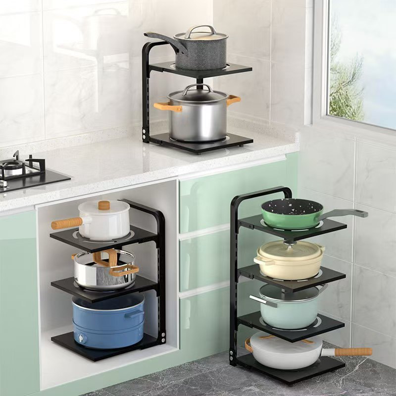 Pan Organizer Pot Rack Adjustable Under Sink Countertop Multipurpose ...