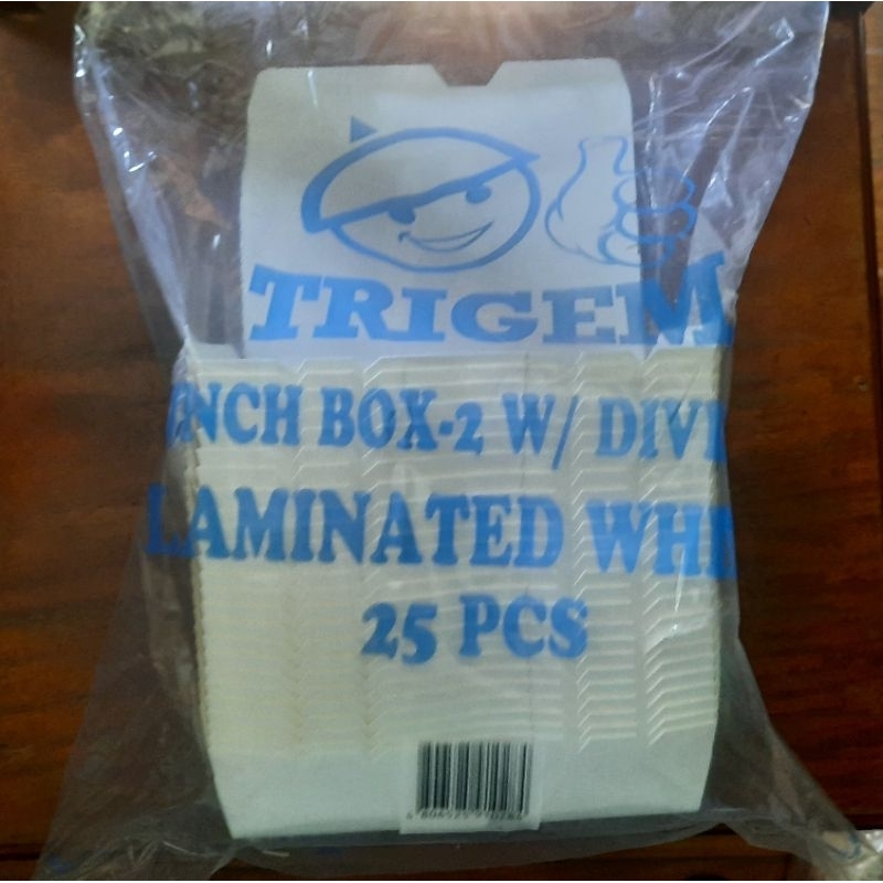 Trigem Lunchbox-2 with Division Laminated White (2x25pcs) 50pcs ...