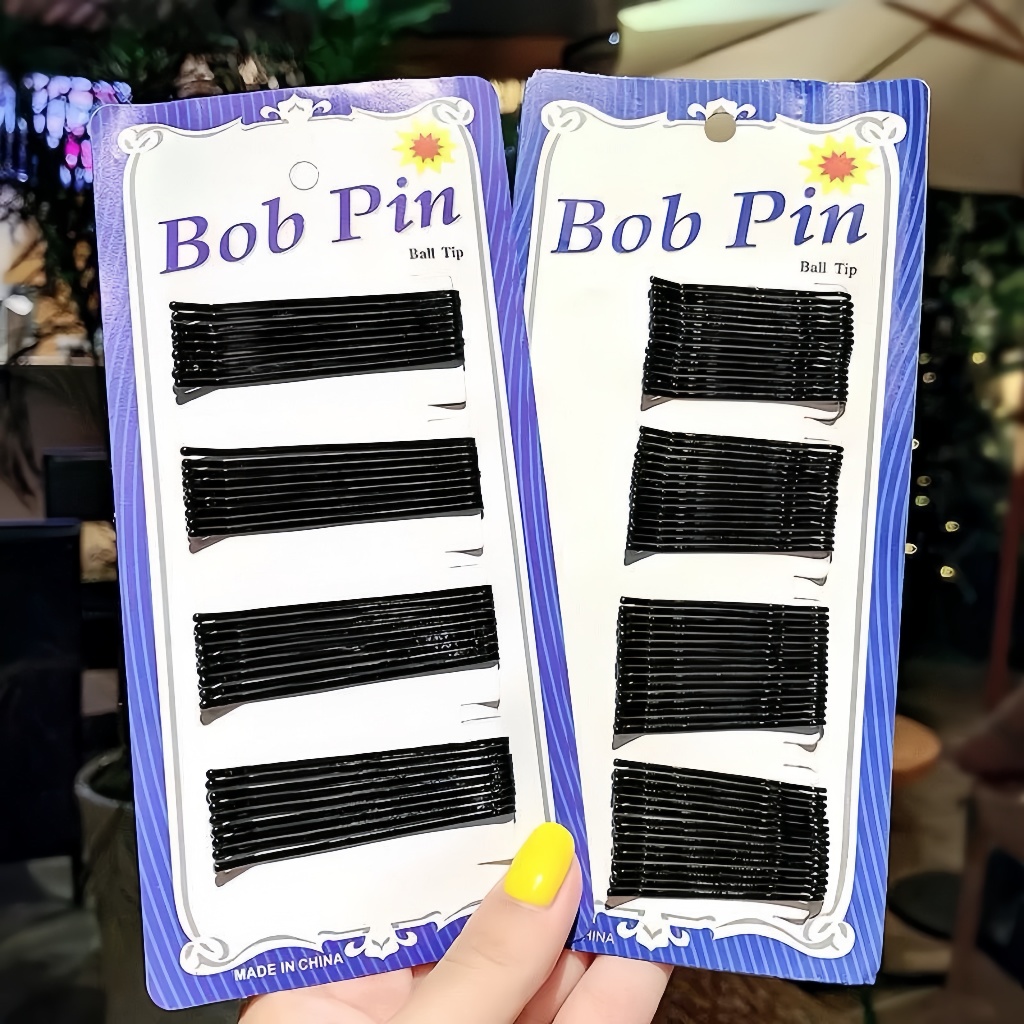 60pcs/set blue card Black Bob Pin Side Clip steel wire hairpin straight ...