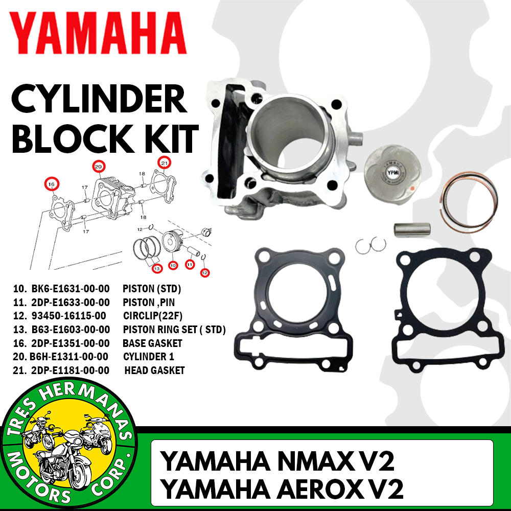 CYLINDER BLOCK KIT FOR YAMAHA MOTORCYCLE : NMAX/AEROX V2 B6H-E1311-00 ...