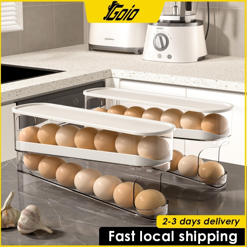 Sliding Egg Container Kitchen Organizer with Lid Rolling Food Grade ...