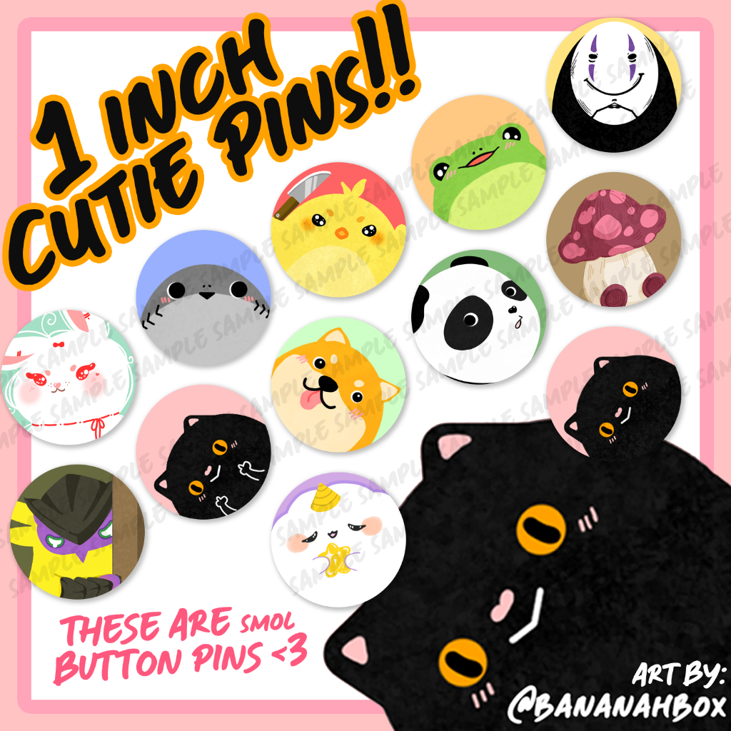 1 Inch Cutie Pins!! [QT Animals + Valorant + Ghibli + ORV + Dungeon ...