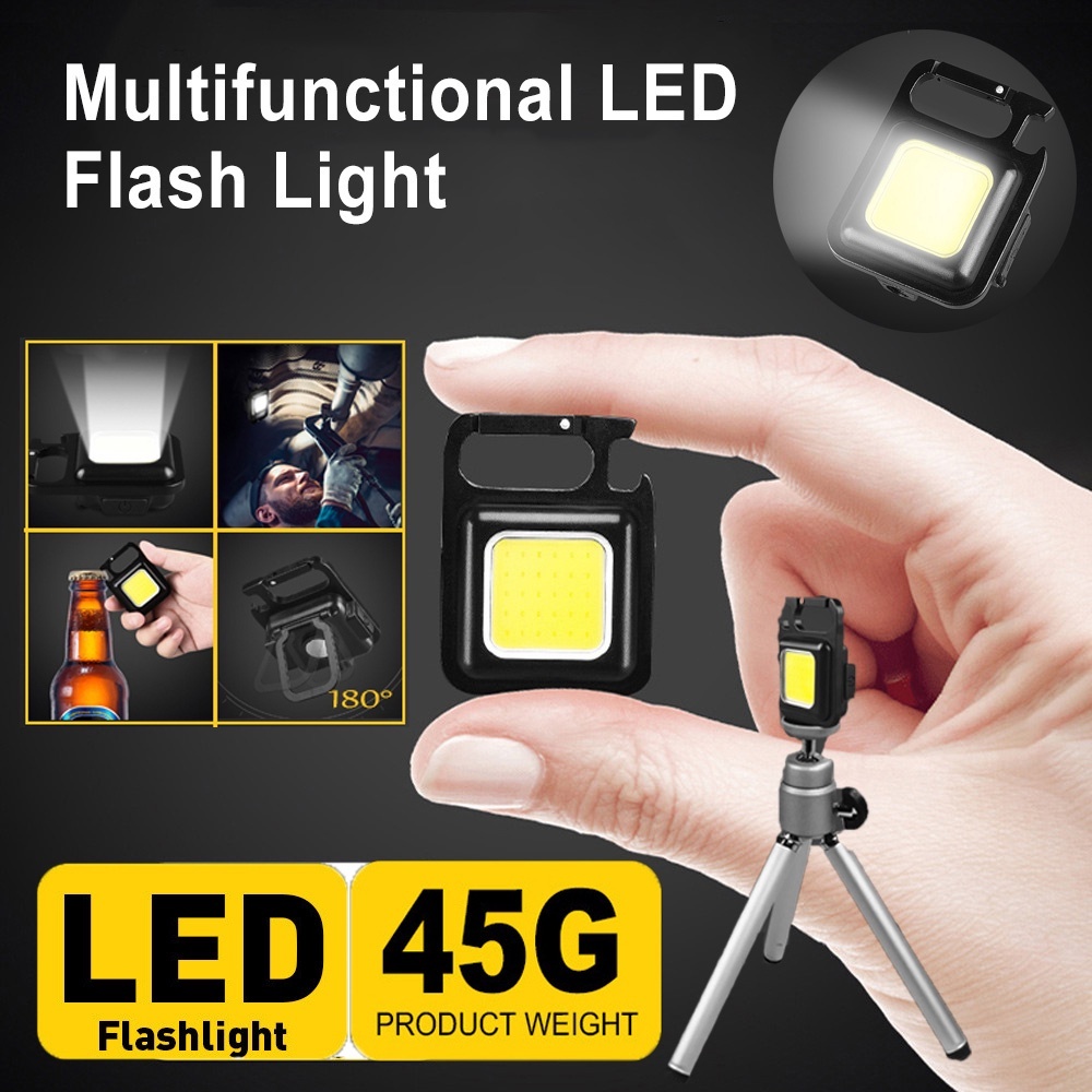 Mini LED Keychain Flashlight COB Work Light, USB Rechargeable, Magnetic ...