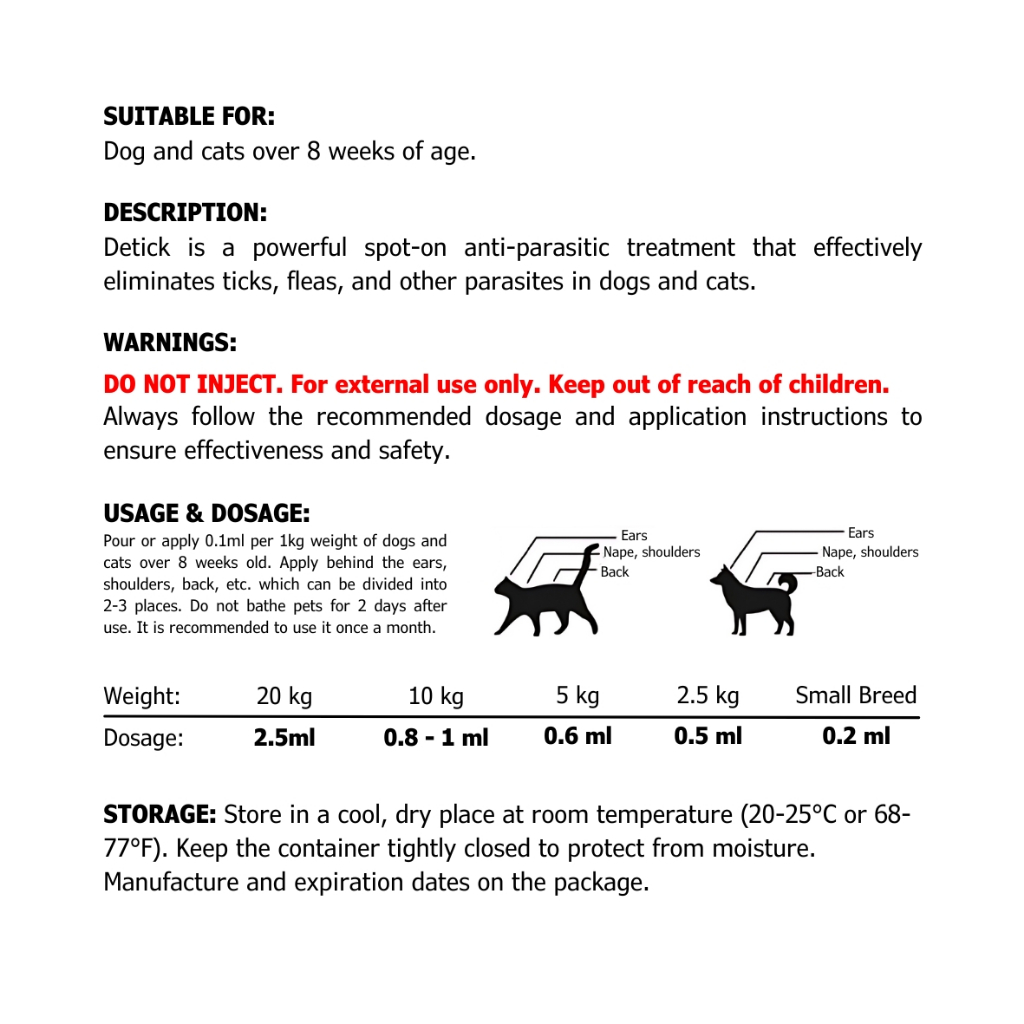 Detick and Alprocide 1cc and 2cc with Free Syringe Anti Tick and Flea ...