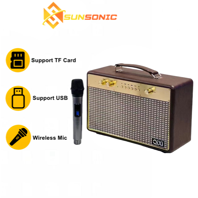 Sk-2030 Classic Deep Sound Quality Portable Bluetooth Karaoke Speaker With Dual Wireless ...