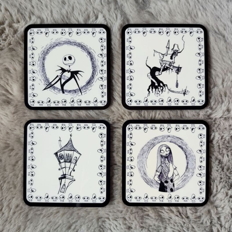 Nightmare Before Christmas Coasters [4 PIECES] | Wood Coasters, Jack ...