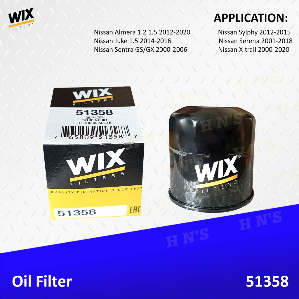 WIX Oil Filter 51358 for Nissan Sentra / Nissan Almera / Nissan Juke ...
