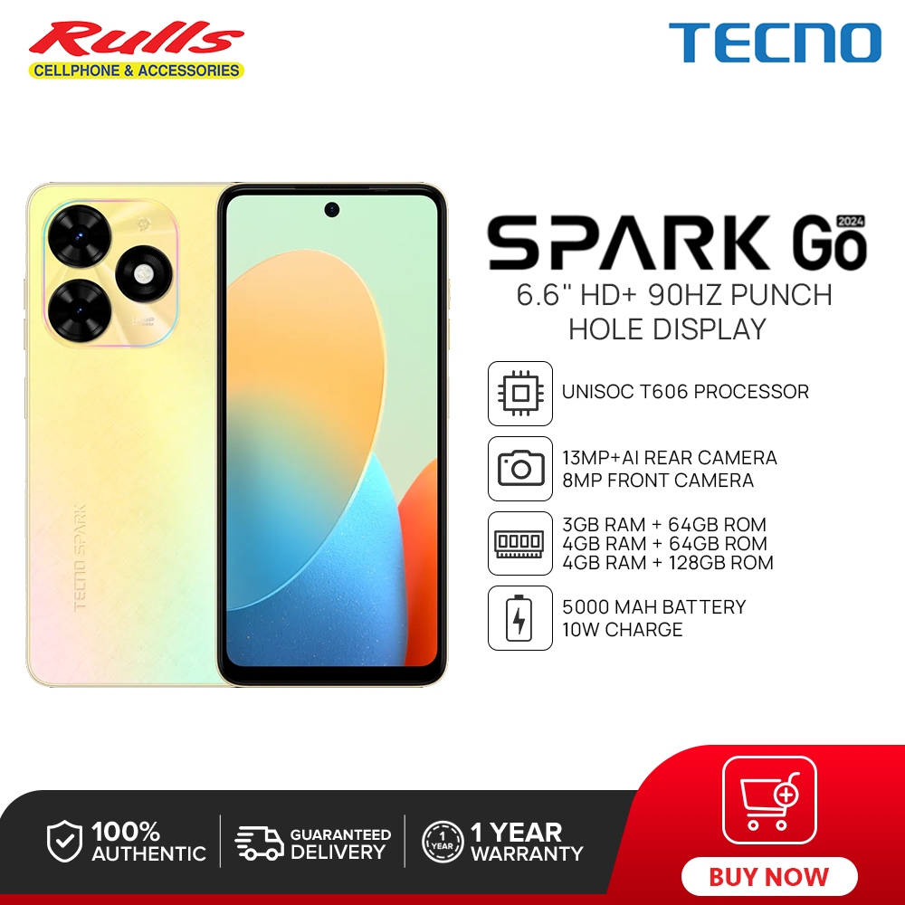 Tecno Spark Go 2024 Smartphone | 3GB+64GB/4GB+64GB/4GB+128GB | Unisoc T606 | 13MP Dual Rear ...
