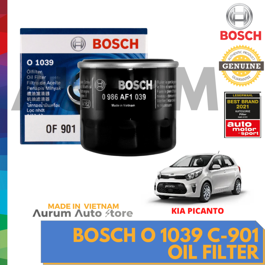 Bosch Oil Filter for Kia Picanto C-901 (Bosch O 1039) | Shopee Philippines