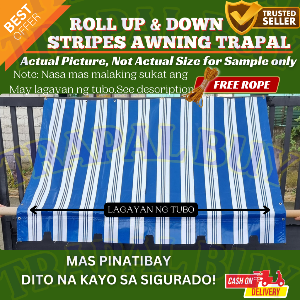 ROLL UP AWNING STRIPES TRAPAL LONA TOLDA TARPAULIN WITH INNER FIBER ...