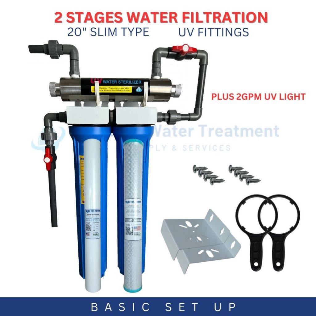 Water Filtration System 2 Stages 20" Slim Type Complete Set Filters ...