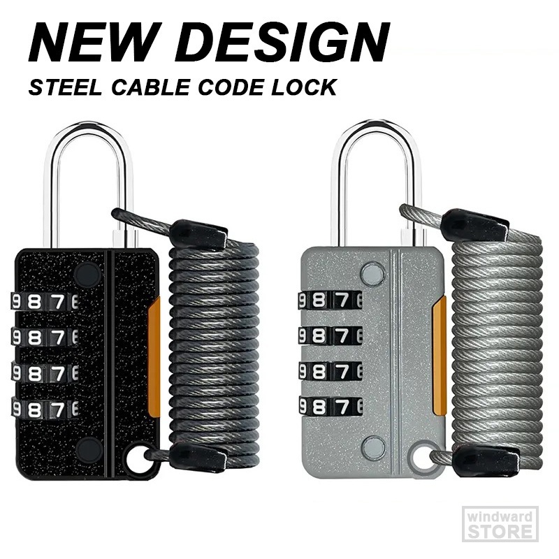 Zinc Alloy Password Cable Lock 4-digit Code Helmet Lock Anti-theft ...