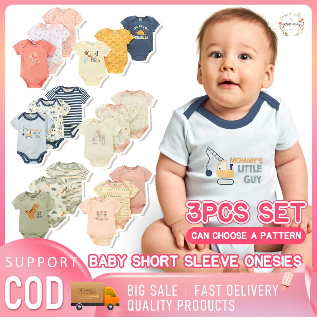 CICI Baby Cute 3pcs Set Cotton Romper Bodysuits Onesie Boy Girl Clothes ...