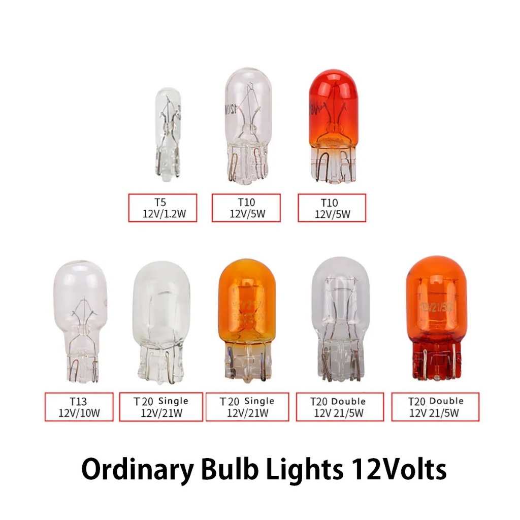 1PC 12V Car Halogen bulb T5 T10 T13 T20 Color Clear/Amber Ordinary Bulb Automotive | Shopee ...