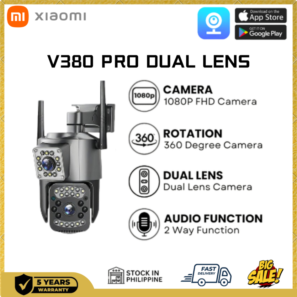 V380 Pro Wireless Dual Lens Outdoor Waterproof Wifi 360 CCTV Camera ...