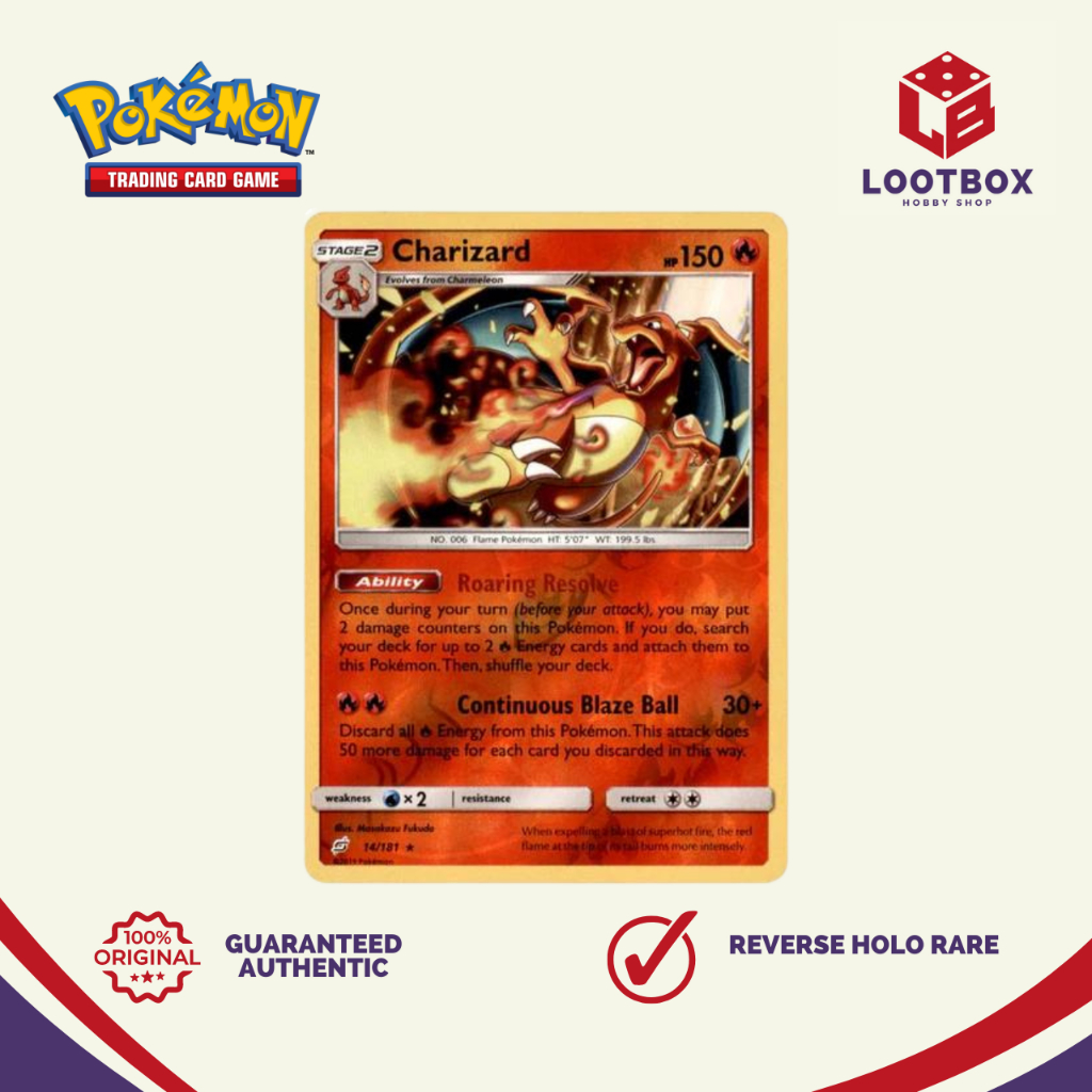 Pokemon Card Game: Charizard (Reverse Holo Rare) - Sun & Moon: Team Up ...