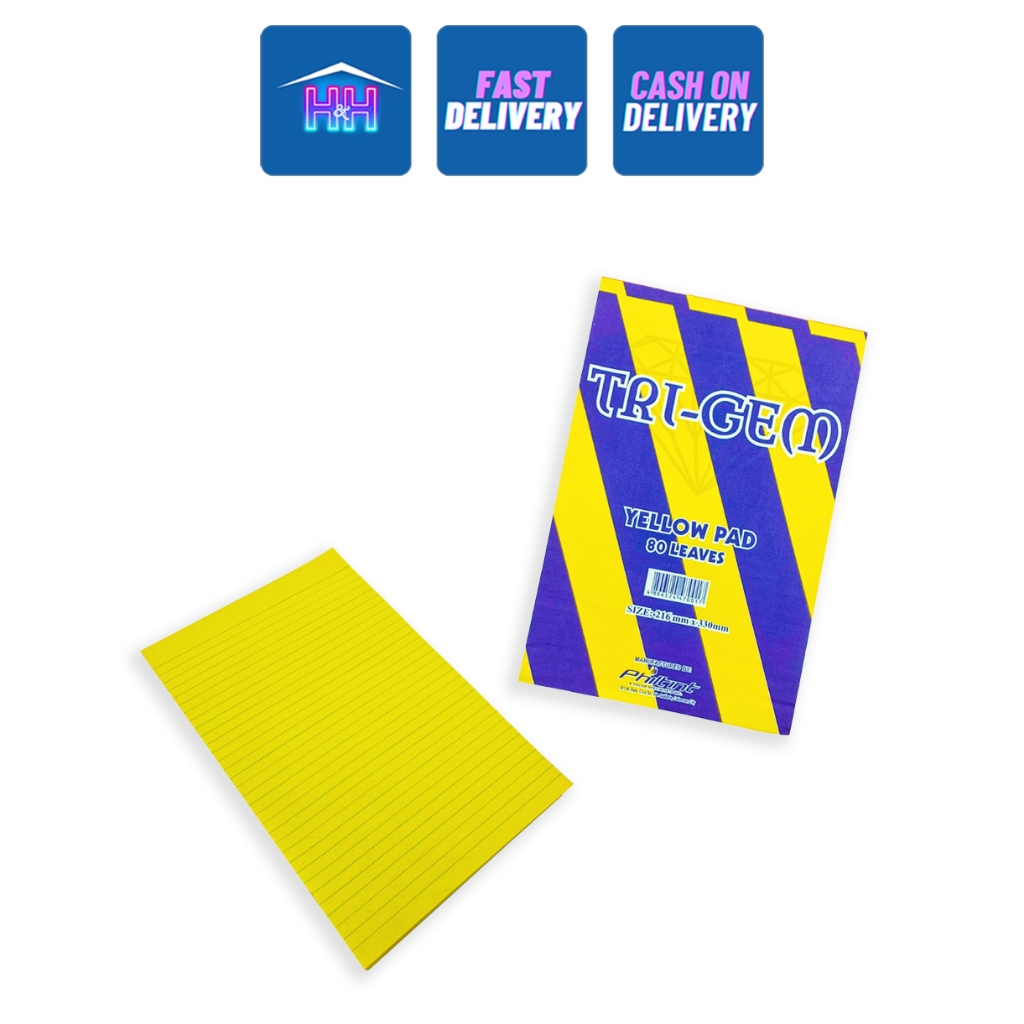 H&H 80-Leaves Yellow Pad Paper - Perfect for School Supplies and Arts ...