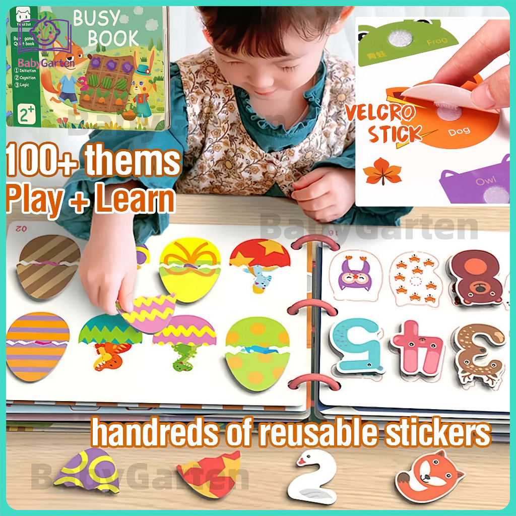 14/30 Pages Kids Hand On Sticker Game Busy Book Reusable Early ...