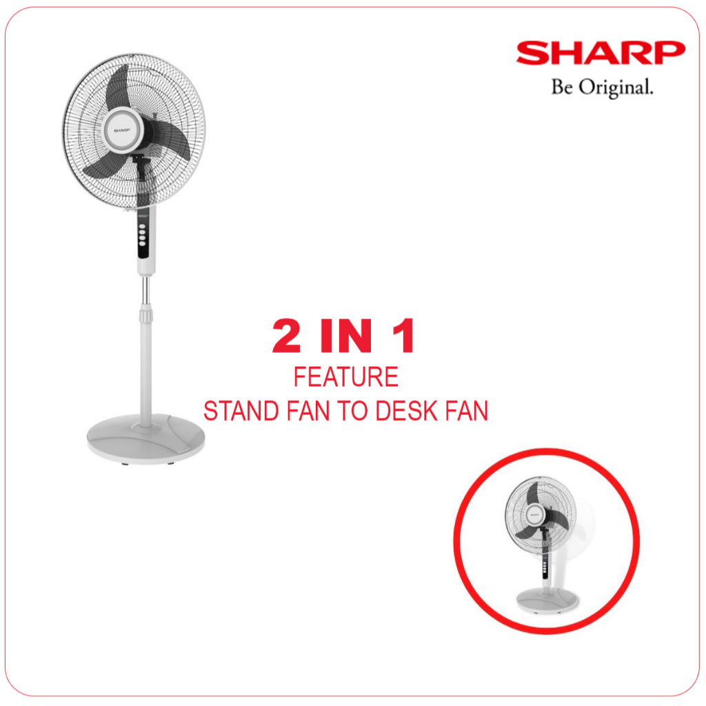 SHARP PJ-S161M 2in1 Convertible Into Table/Desk Fan /16" Fan Blade ...