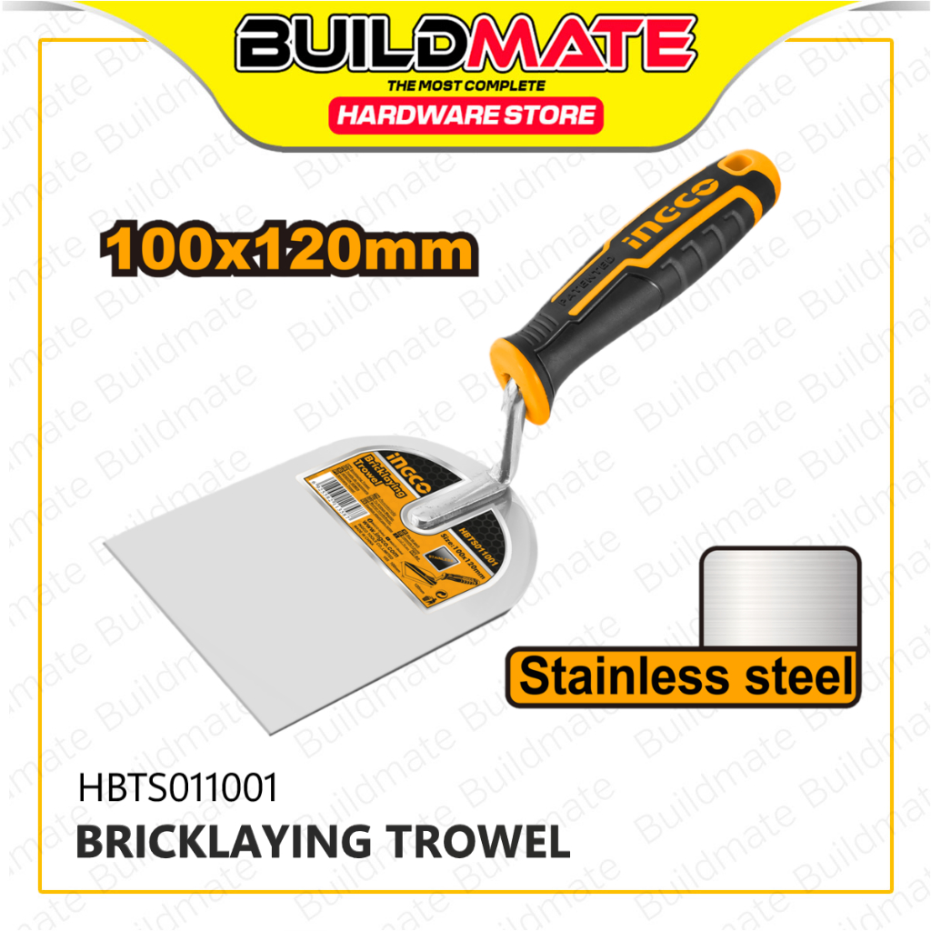 BUILDMATE Ingco 100x120mm Bricklaying Trowel Brick Layering Cement ...