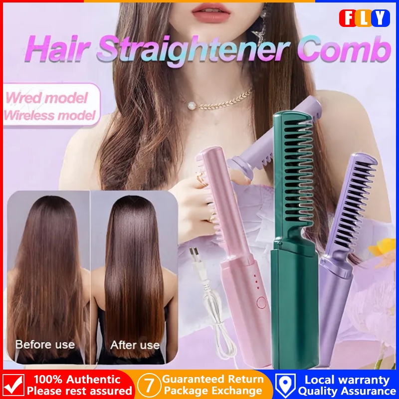 Straight Hair Comb Wireless 2 in 1 Hair Straightener and Curler USB ...