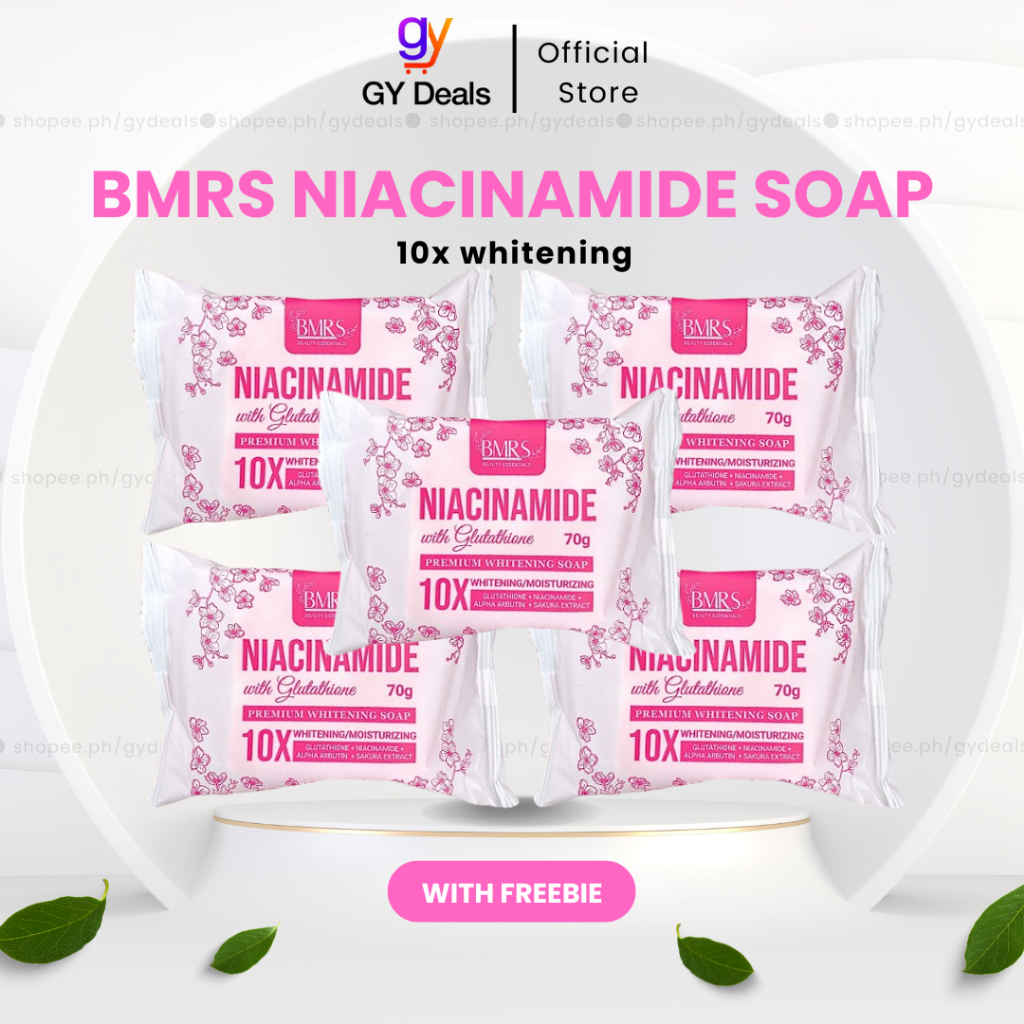 BMRS Niacinamide Soap 5pcs 10x Whitening with Glutathione 70g Premium ...