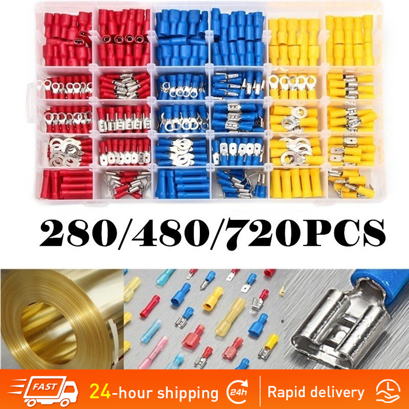 280/480pcs/set Insulation Terminal Wire Connector Whit Wire Cable Heat ...