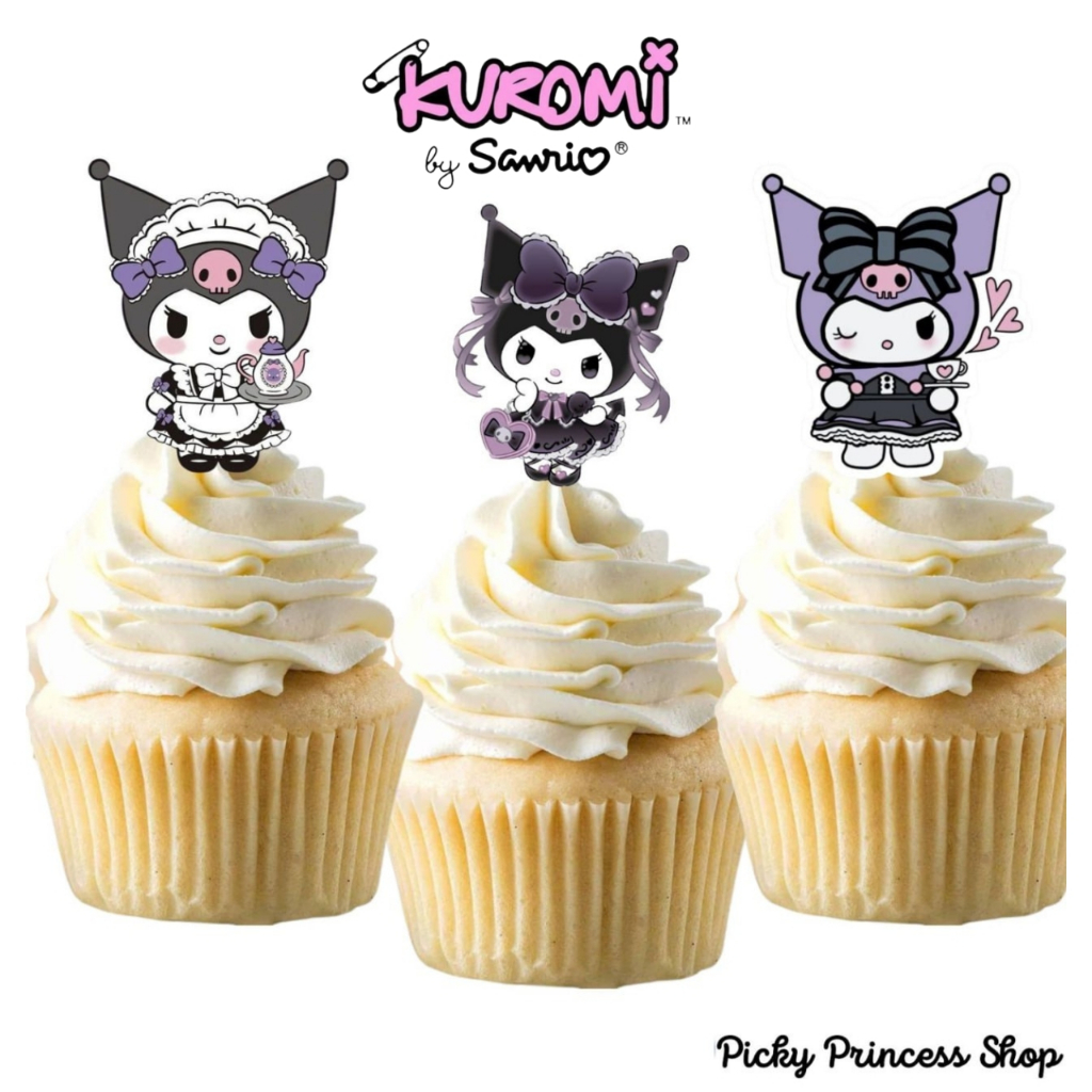 24pcs Kuromi Sanrio Birthday Cake and Cupcake Toppers Set for Girls ...