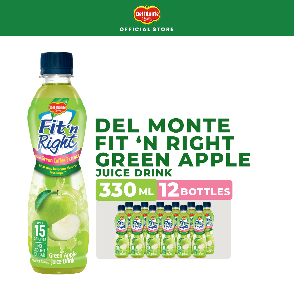 DEL MONTE Fit 'n Right Classic Green Apple 330ml x 12 | Shopee Philippines