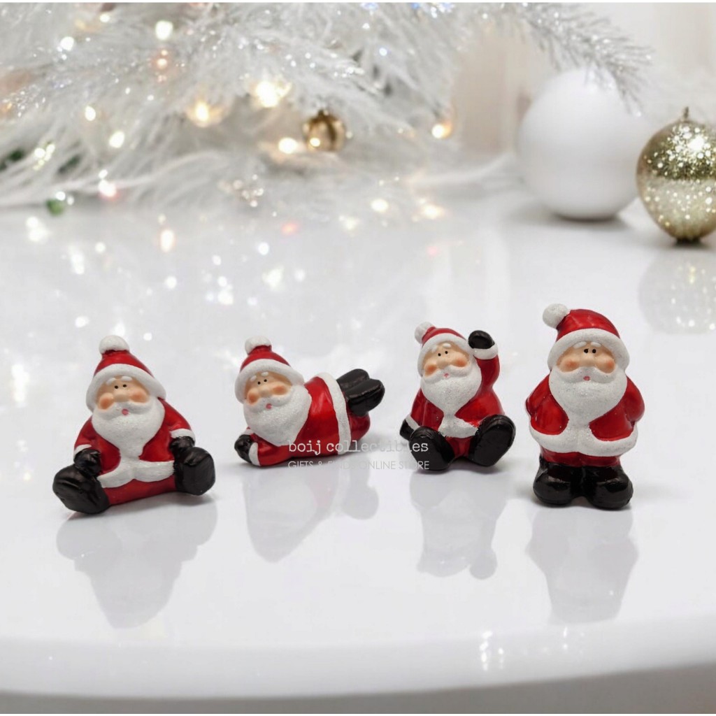 Set of 4 Santa Claus Chilling Out Mini Figurines Handcrafted Christmas ...
