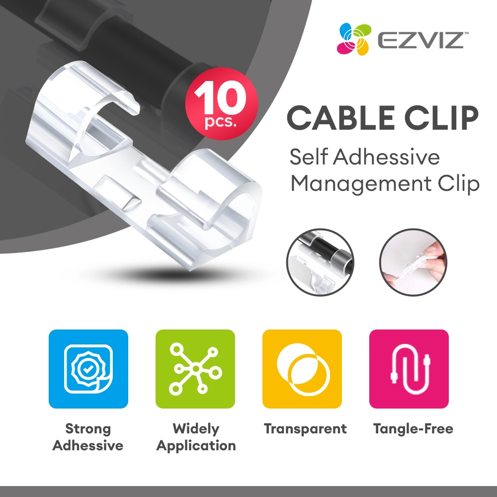 EZVIZ 10pcs Universal Cable Clips Organizer Desktop Wall Wire Holder ...